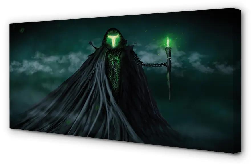 Obrazy na plátně Temná postava zeleného ohně 100x50 cm