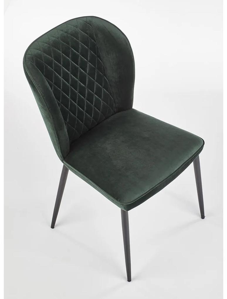Židle K399 černý kov / látka ciemny zielony