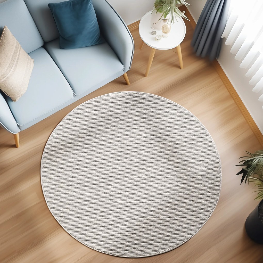 Ayyildiz, Kusový koberec Loom 4300 Cream kruh, 200x200 (průměr) kruh, béžová, obývací pokoj