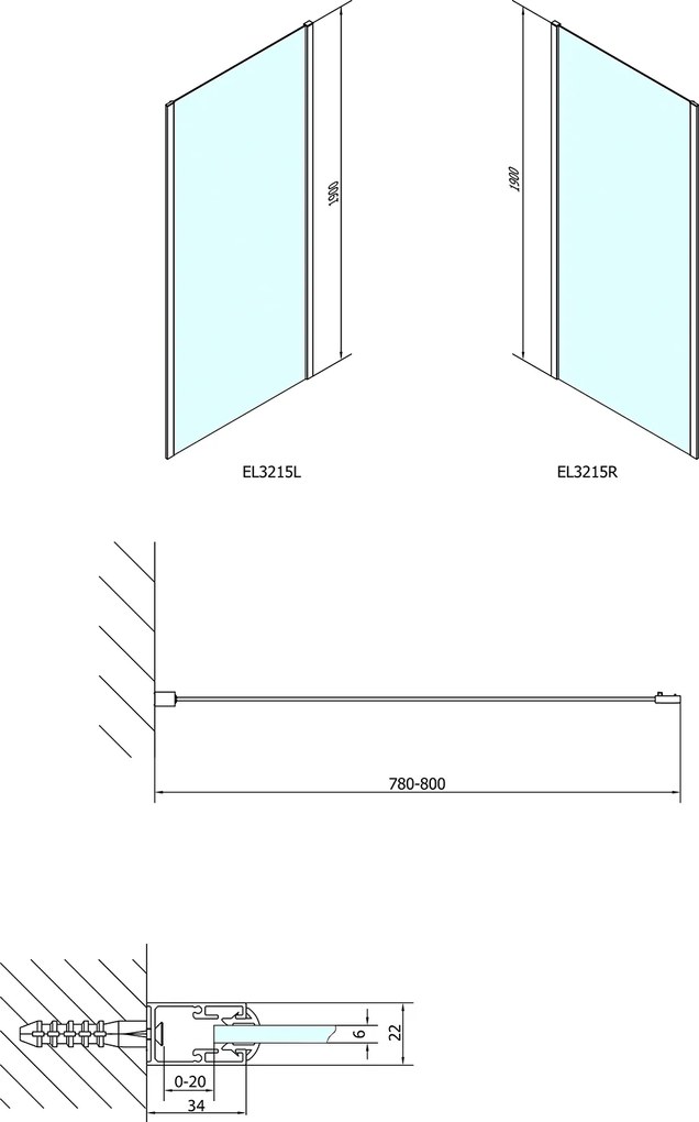 Polysan Easy Line 80 x 190 cm boční stěna EL3215