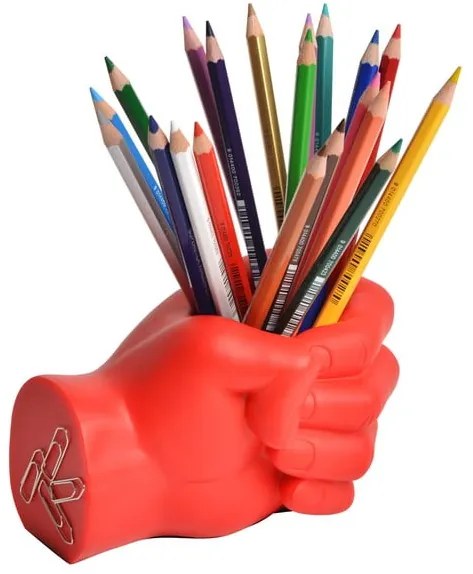 Červený stojan na tužky ve tvaru pěsti Le Studio