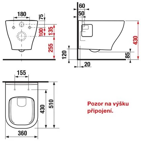 Jika Deep WC závěsné Rimless, hluboké splachování,viditelné uchycení, bílá H8206160000001