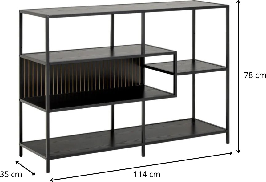 Knihovna Seaford IV 114 cm černá