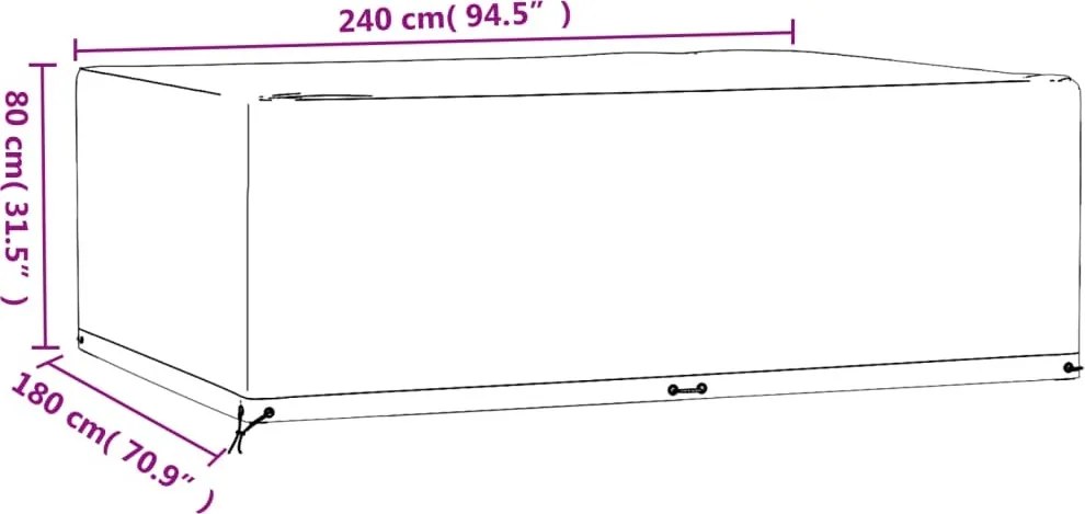 vidaXL Plachta na zahradní nábytek s 12 očky 240x180x80 cm obdélníková [319301]