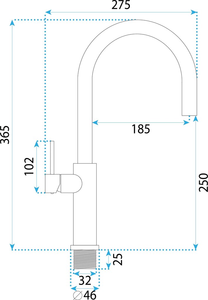 Rea Rivo, vysoká kuchyňská baterie h-365, zlatá matná, REA-B9342