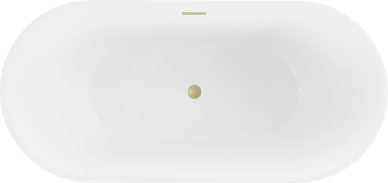 Mexen Luna, volně stojící vana 160 x 75 cm, bílá-černá, zlatý matný přepad, 52031607575-55