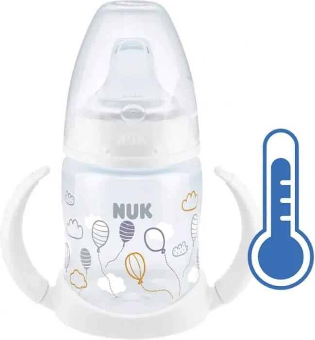 Kojenecká láhev na učení NUK s kontrolou teploty 150 ml bílá