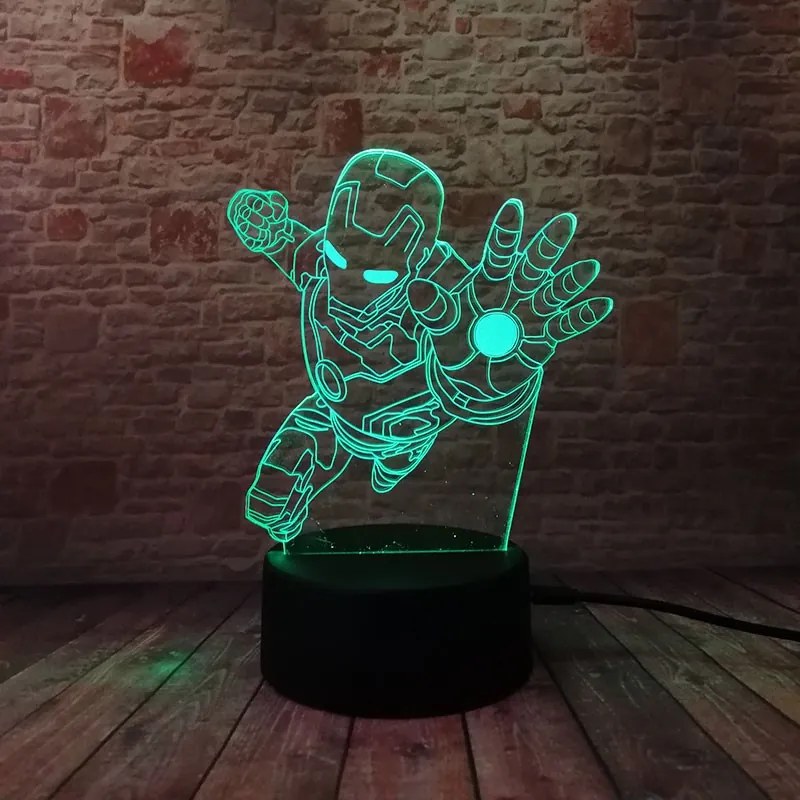 3D LED Lampička Iron Man postava