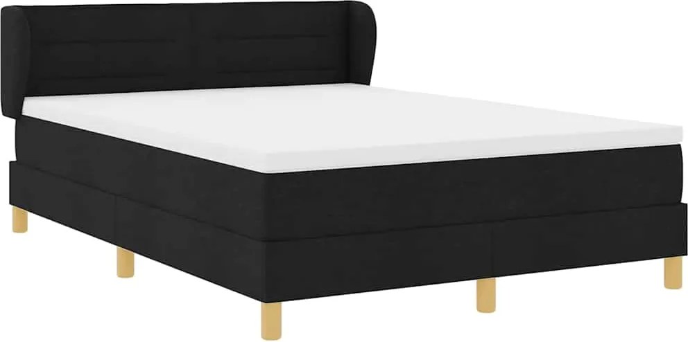 Postel s boxspringem s matrací s čelo Černá 140 x 190 cm textil 3340145