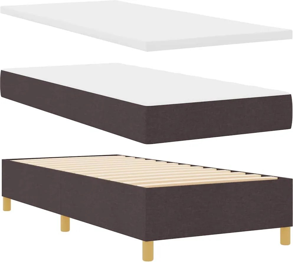 Postel s boxspringem s čelo Tmavě hnědá 100 x 200 cm textil 3341885