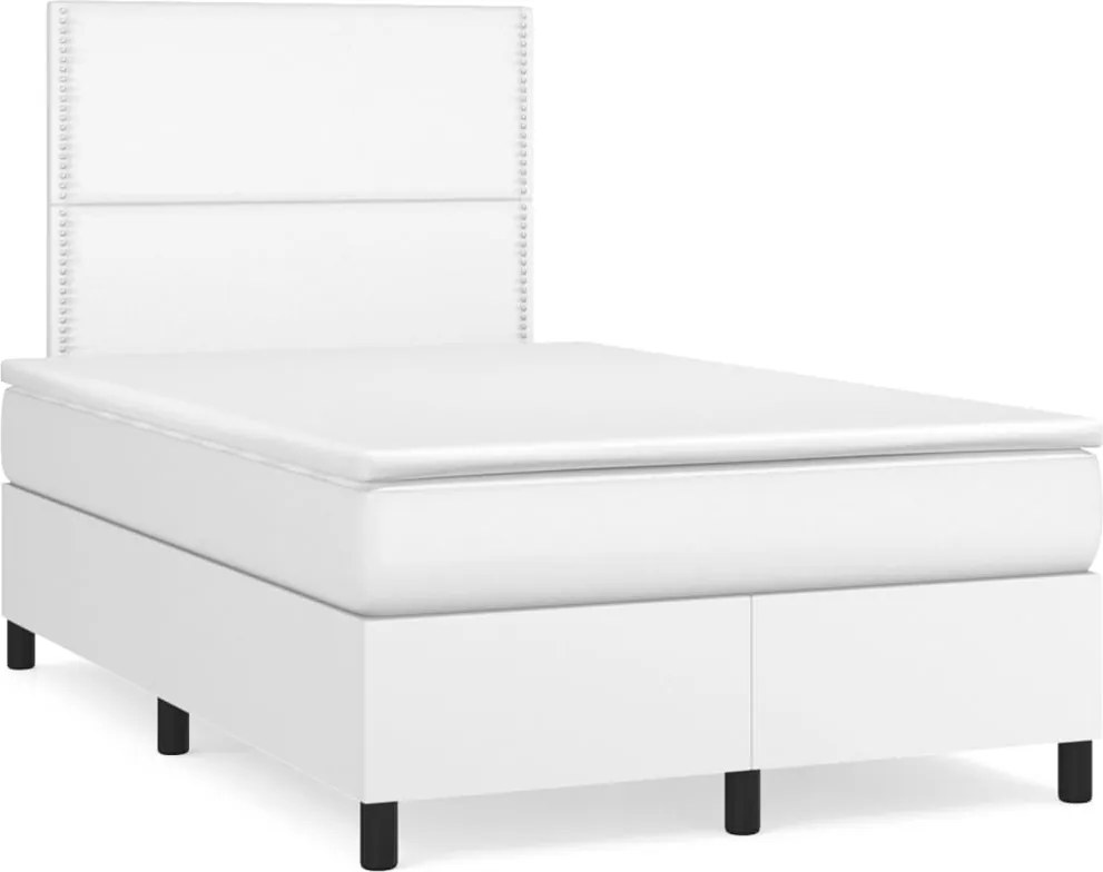 Box spring postel s matrací bílá 120x200 cm umělá kůže 3142774