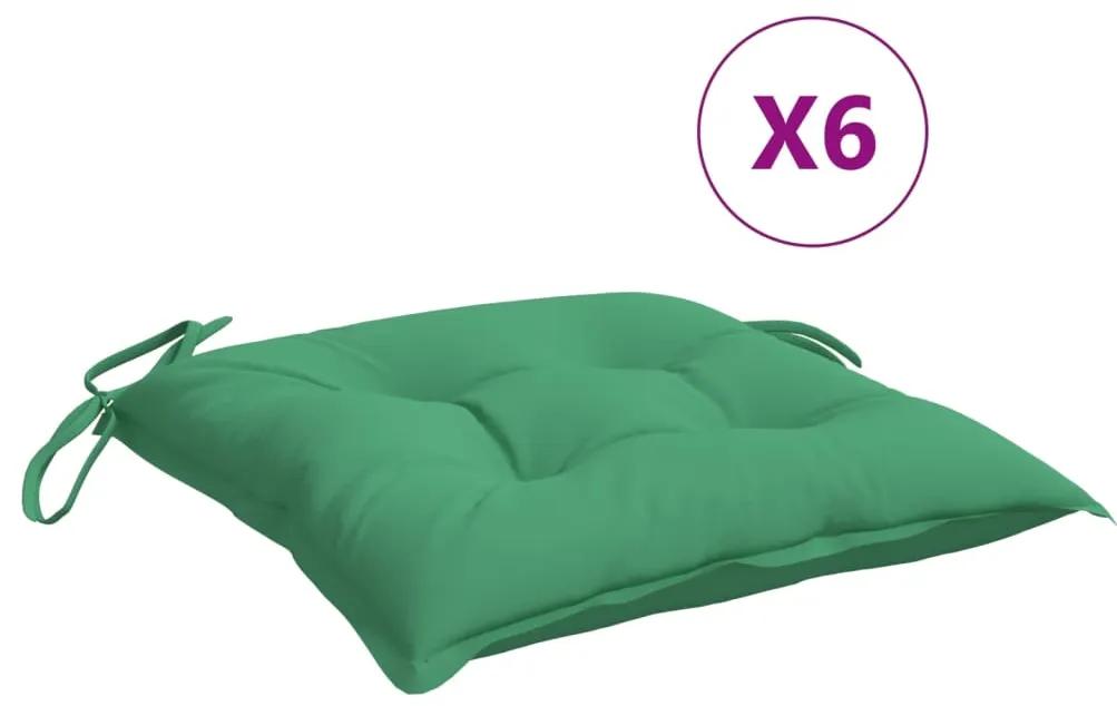 vidaXL Podušky na židli 6 ks zelené 50 x 50 x 7 cm látka oxford