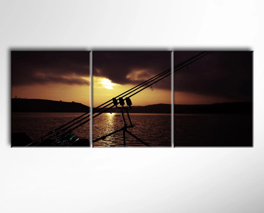 Malvis ® Obraz Večerní rybaření ROZMĚR (šířka x výška): pětidílný obdélník 150x60 cm