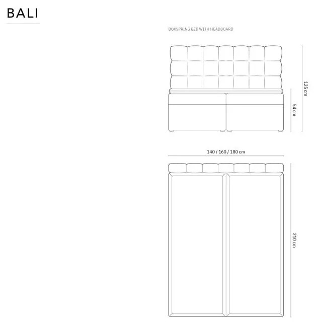 Antracitová boxspring postel s úložným prostorem 180x200 cm Bali – Cosmopolitan Design