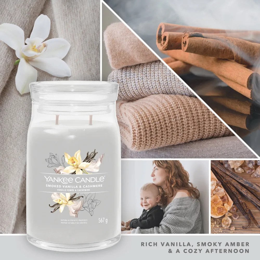 Yankee Candle Signature svíčka velká Smoked Vanilla & Cashmere, 567g