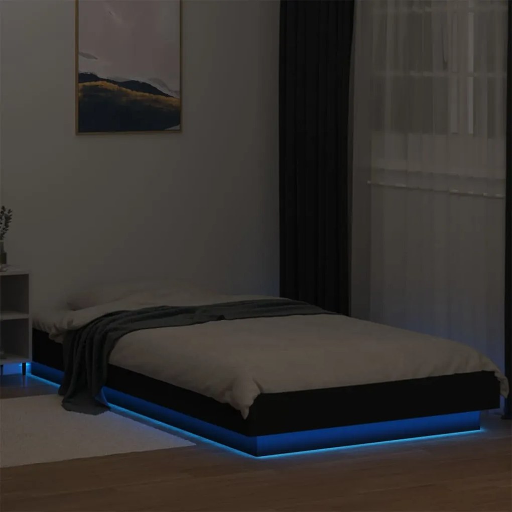 Rám postele s LED osvětlením černý 90 x 200 cm kompozitní dřevo 3281120
