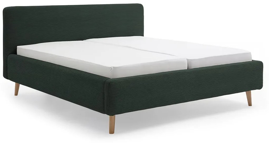 Čalouněná postel taupe 160 x 200 cm manšestr zelená MUZZA