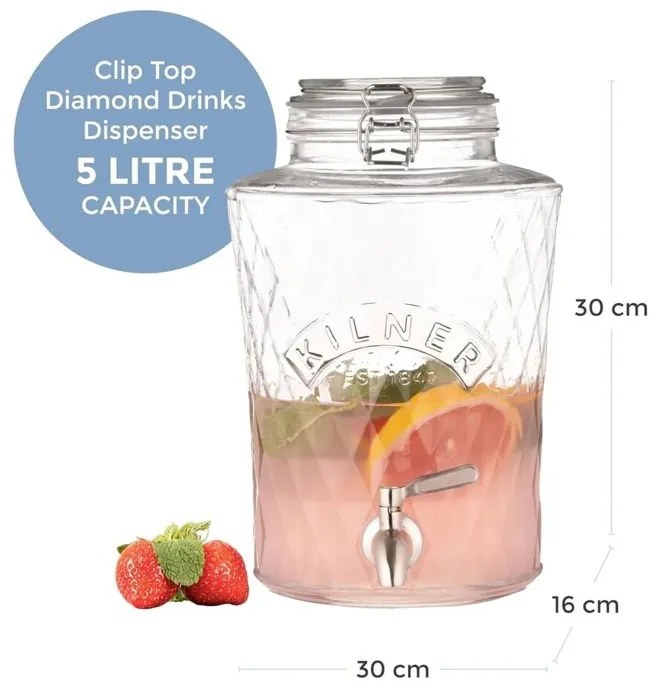 Kilner Soudek s kovovým kohoutkem Diamond 5 l