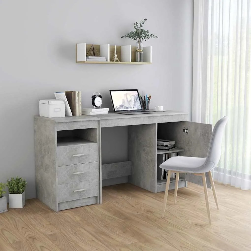 Psací stůl betonově šedý 140 x 50 x 76 cm kompozitní dřevo 3054784