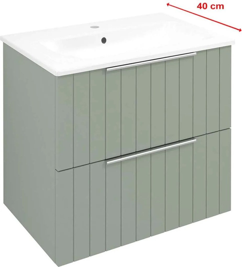 Sapho Cirasa - Umyvadlová skříňka Strip 58x54x39 cm, 2x zásuvka, verde CR592-4444S