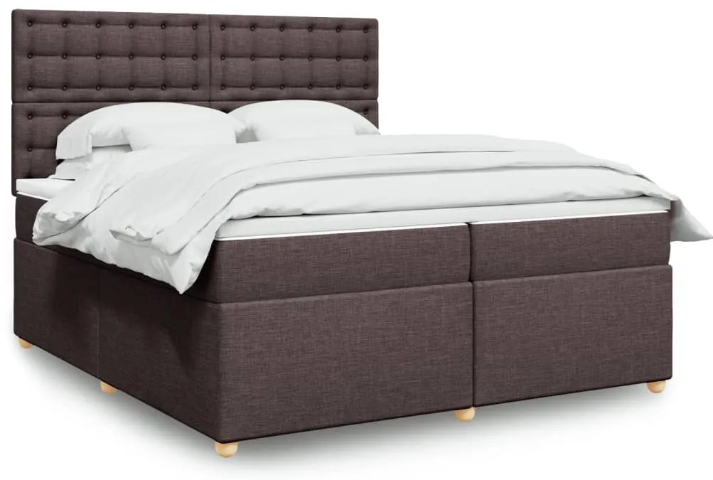 Box spring postel s matrací tmavě hnědá 200x200 cm textil