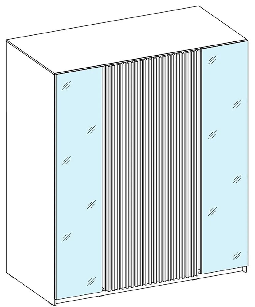 Šatní skříň KAJA 2LU 2LAM | 200 cm | se zrcadly | VYSOKÁ | černá/evoke + lamely