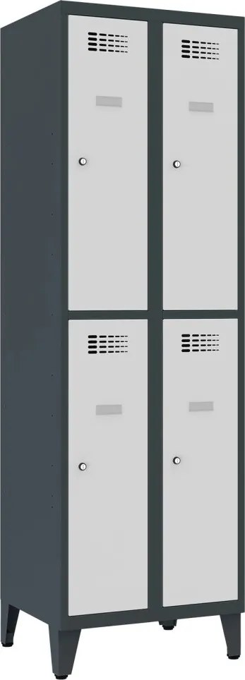 MALOW Šatní skříň dělená Sus 322 W šířka 600 mm [světle šedá, světle šedá, cylindrický zámek]
