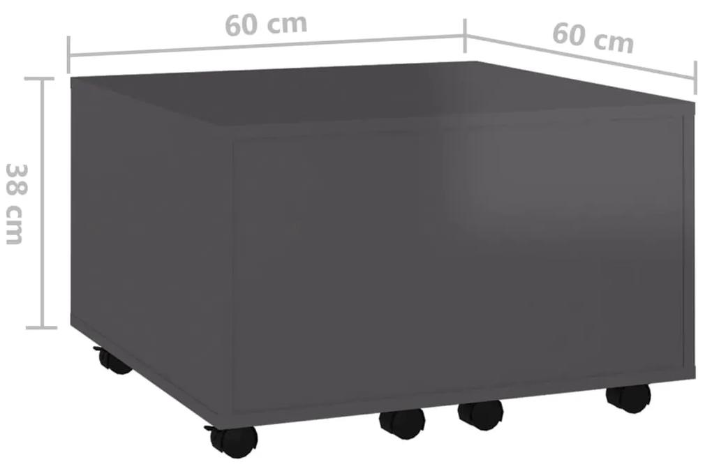 vidaXL Konferenční stolek šedý vysoký lesk 60 x 60 x 38 cm dřevotříska