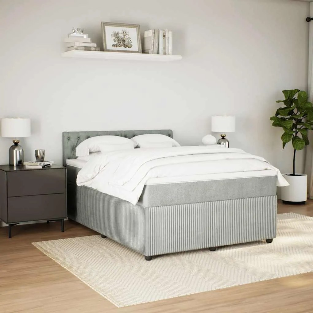 Box spring postel s matrací světle šedá 140x200 cm samet 3290064