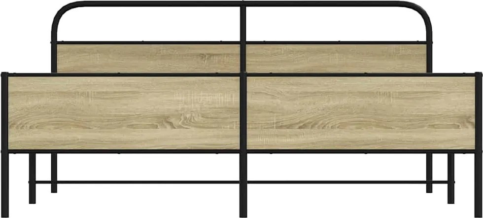 Kovový rám postele bez matrace dub sonoma 200 x 200 cm 3318698