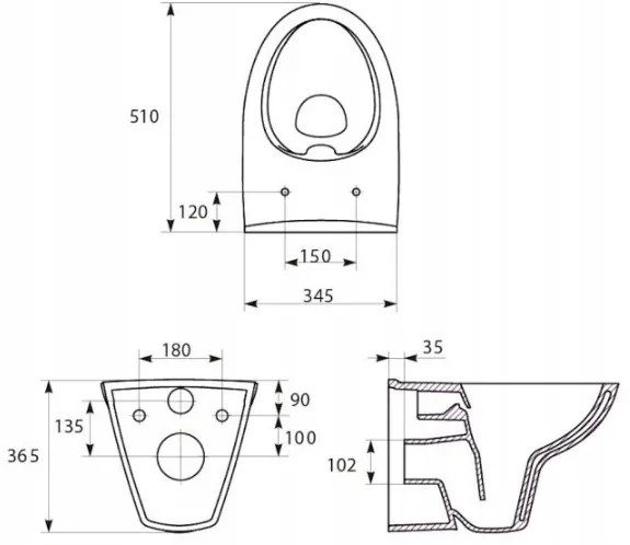 Cersanit Parva CleanOn, závěsná wc mísa bez sedátka, bílá, K27-061
