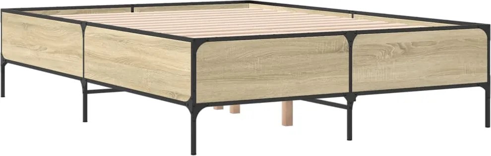 Rám postele dub sonoma 135 x 190 cm kompozitní dřevo a kov 3279813