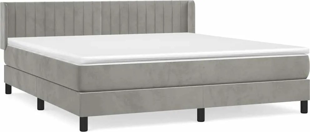 Box spring postel s matrací světle šedá 180x200 cm samet 3131093