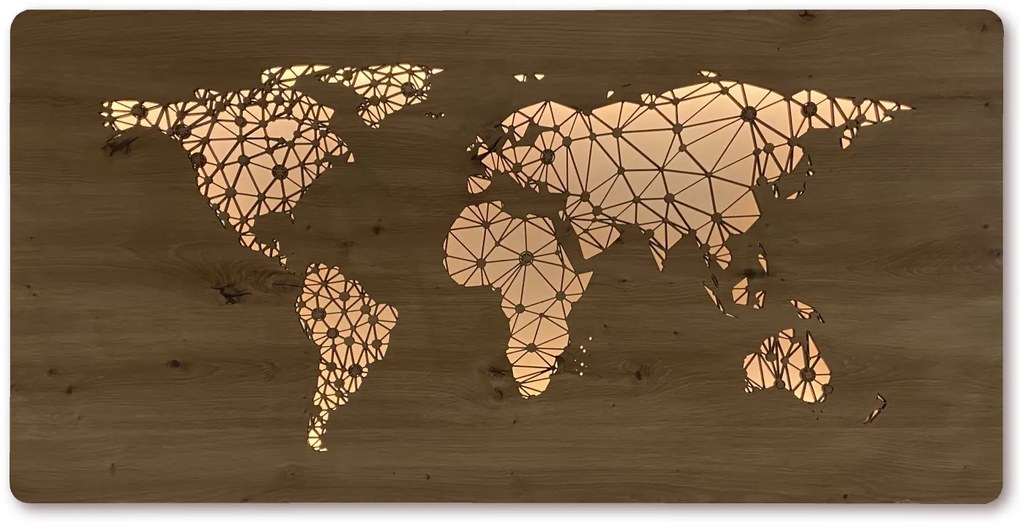 Li-Go "Mapa světa" světelný obraz 230V 120x60cm provedení povrchu: dub