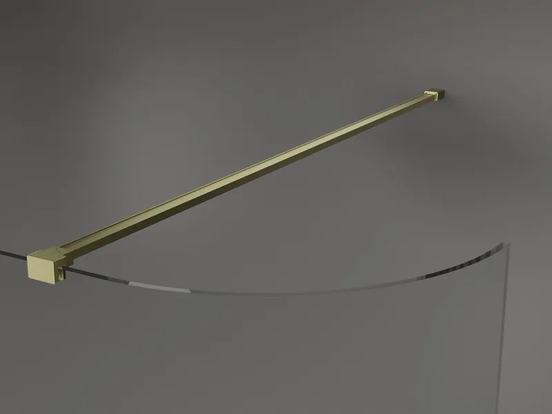 Mexen Kioto, sprchová zástěna Walk-In 100 x 200 cm, 8mm čiré sklo, zlatý matný profil, 800-100-101-55-06