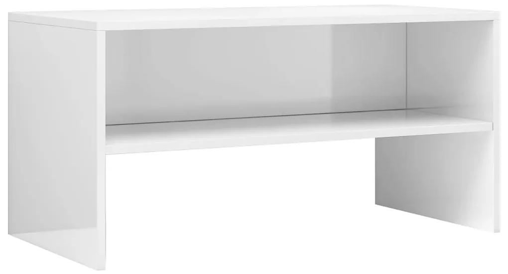 TV stolek bílý s vysokým leskem 80 x 40 x 40 cm dřevotříska - Default Title