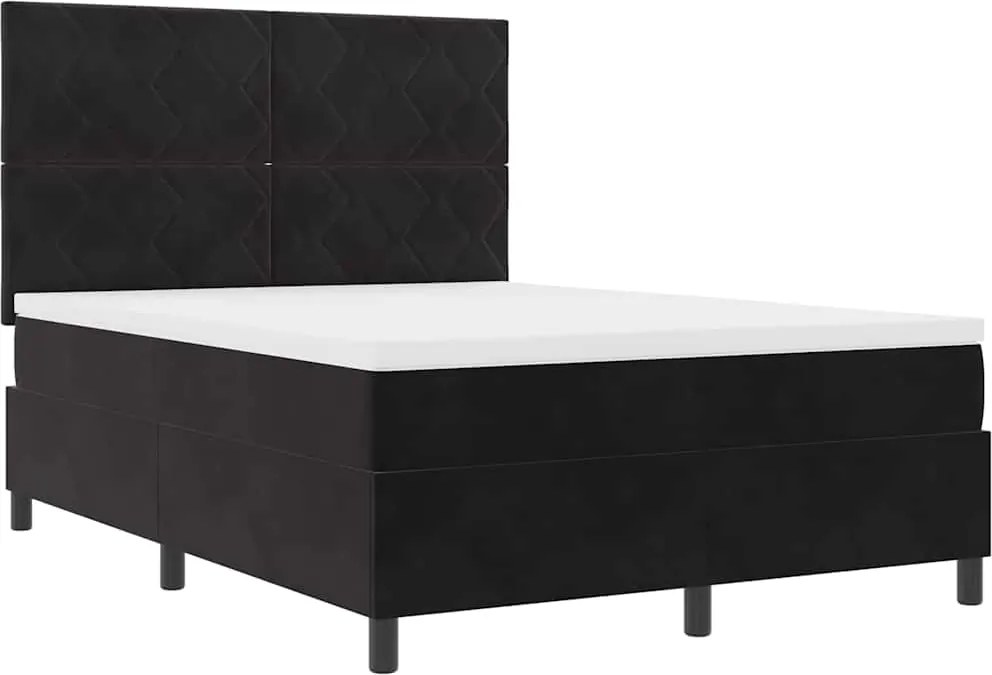 Postel s boxspringem s čelo Černý 140 x 200 cm samet 3339904