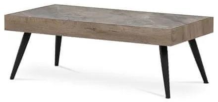 Autronic Konferenční stůl Konferenční stůl Stůl konferenční, deska slinutá keramika 120x60, šedý mramor, nohy černý kov, světle hnědá dýha (AHG-281 GREY)