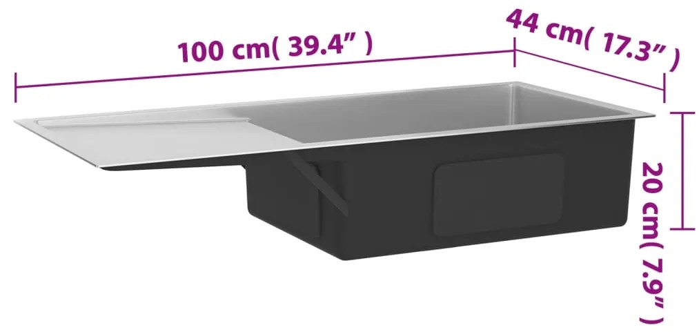 vidaXL Marketos Ručně vyrobený kuchyňský dřez nerezová ocel