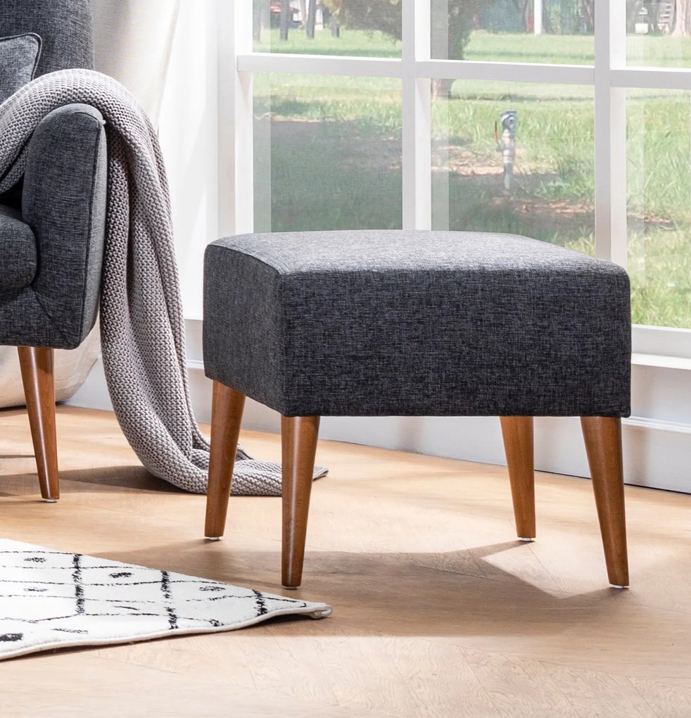 Atelier del Sofa Taburet Zeni Puf - Dark Grey, Tmavá Šedá