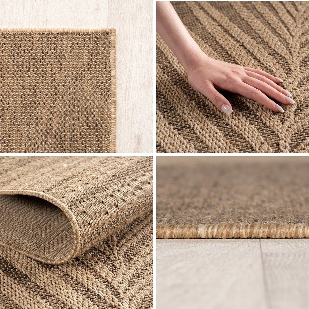 Hnědý kulatý vnitřní a venkovní koberec ø 120 cm Timber 1403 – Ayyildiz Carpets