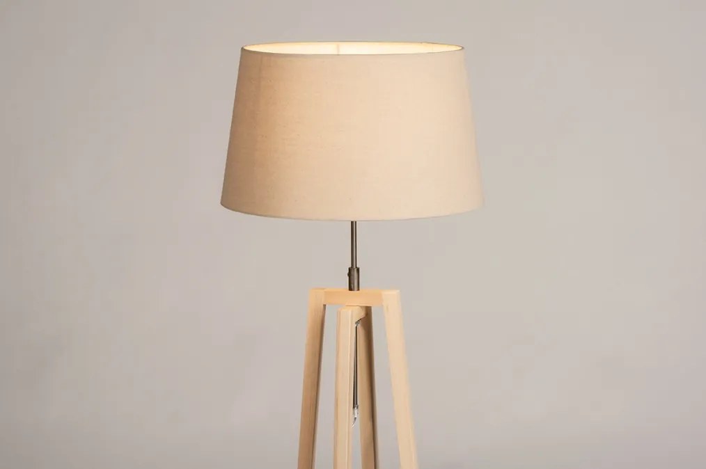 Stojací designová lampa Paola Beige and Natur Wood