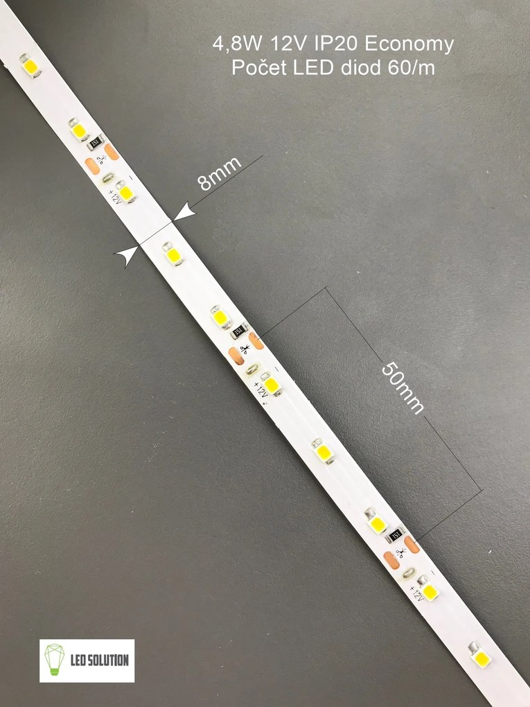 T-LED LED pásek 4,8W/m 12V bez krytí IP20 Economy Barva světla: Teplá bílá 07146