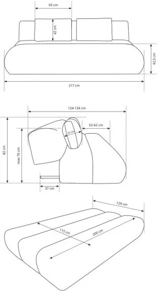 Rozkládací třímístná pohovka FANO krémová