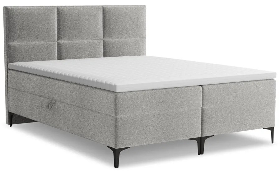 Světle šedá boxspring postel s úložným prostorem 140x200 cm Pakalana – Makamii