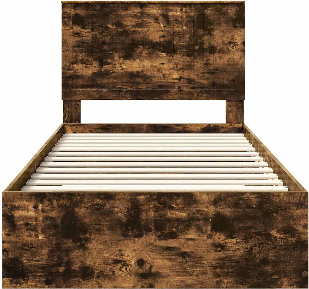 Rám postele s čelo Kouřový dub 100 x 200 cm Kompozitní dřevo 3411345