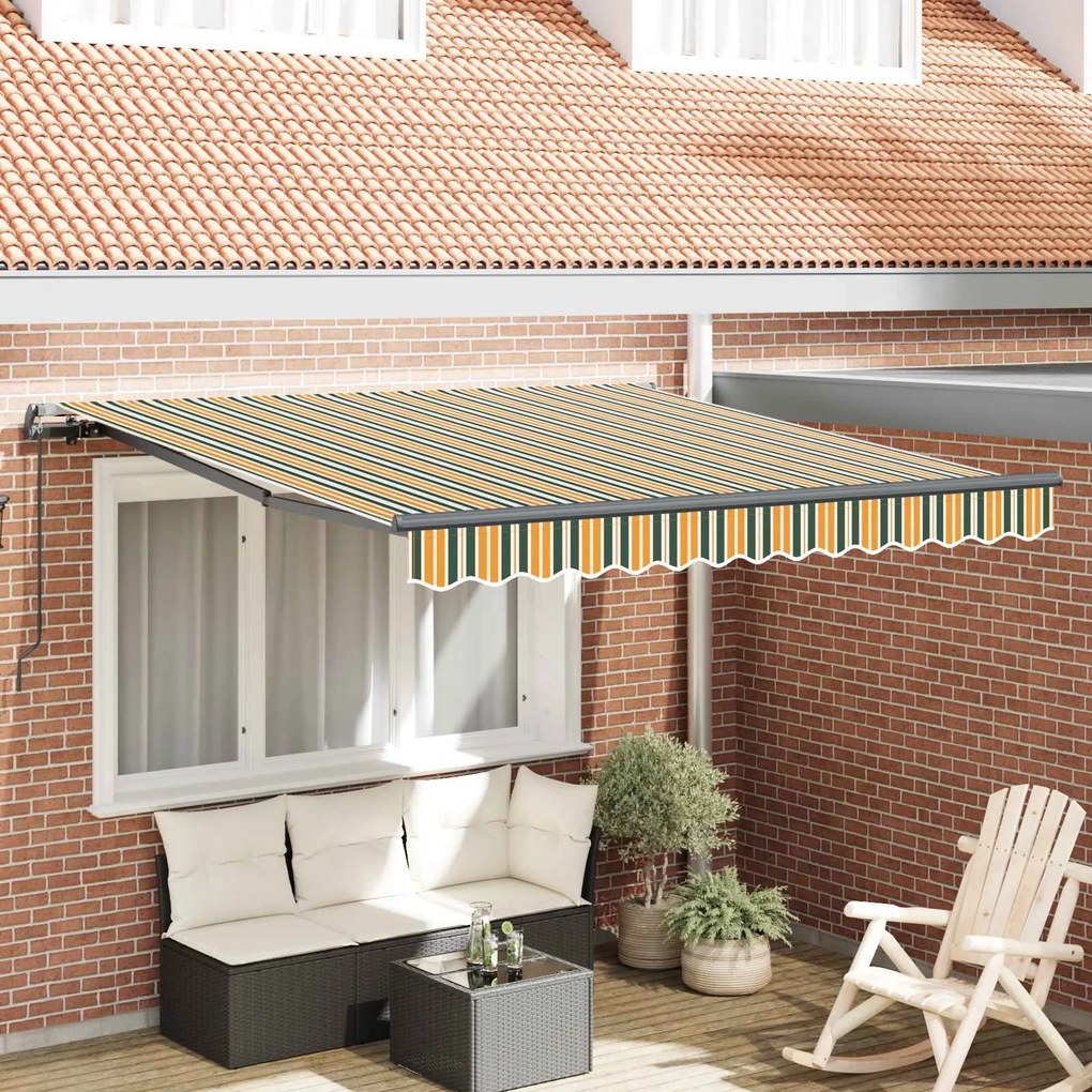 Stahovací markýza Zelená a žlutá 300 x 250 cm 3330163
