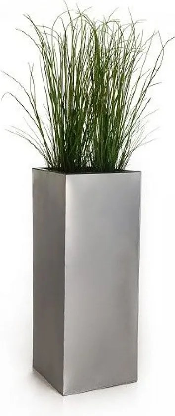 Květináč BLOCK, pozink, výška 100 cm, stříbrný, vč. zavlaž. systému