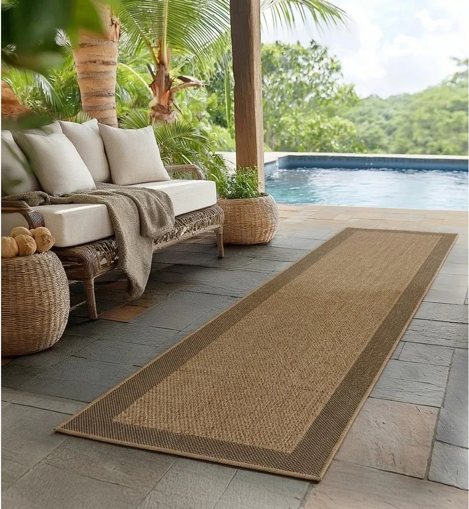 Hnědý vnitřní a venkovní běhoun 80x250 cm Timber 1402 – Ayyildiz Carpets