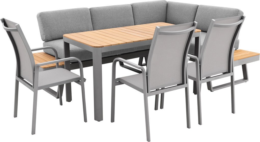 Doppler EXPERT PLUS AVERSA TEAK zahradní sedací souprava 3+2+1 šedá